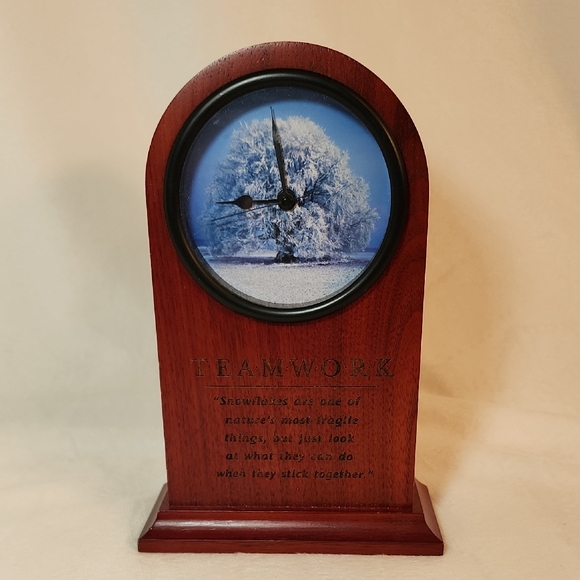 Office | Wooden Teamwork Desk Clock With Tree Design | Poshmark